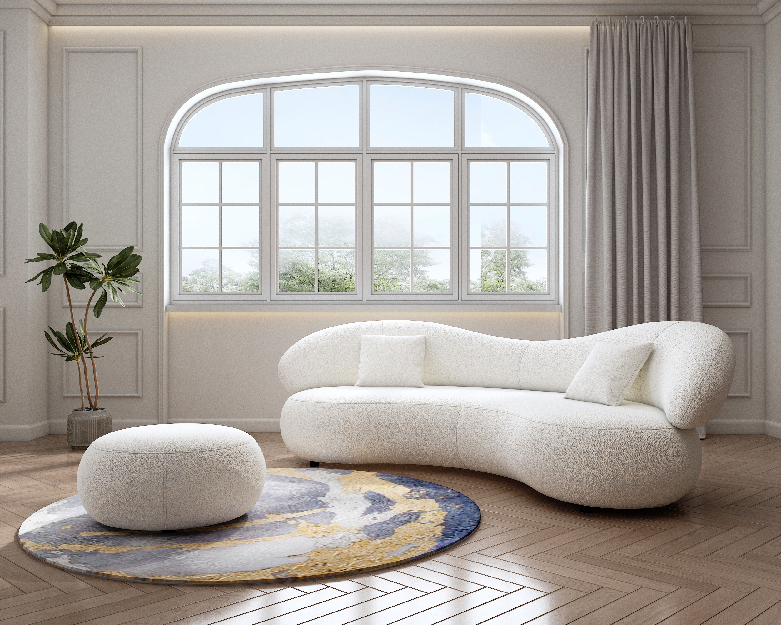 Buy Curvy Crush 2 Seater Sofa In Off-White Boucle Fabric Online in ...