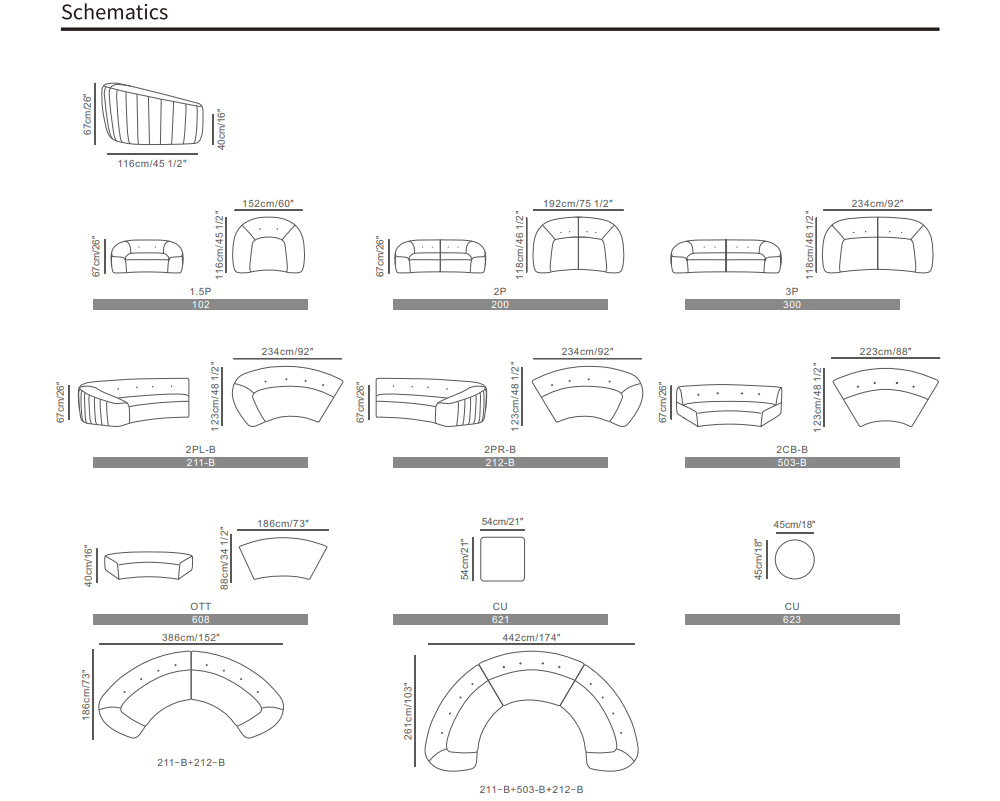 Buy Bjorn Large Curved U Shape 7 - 8 Seater Fabric Sofa Online in ...