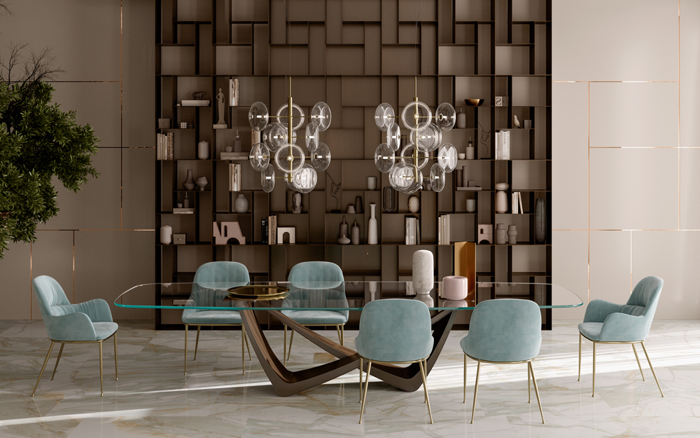 Buy Bach Glass Dining Table Barrel Online in London, UK | Denelli Italia