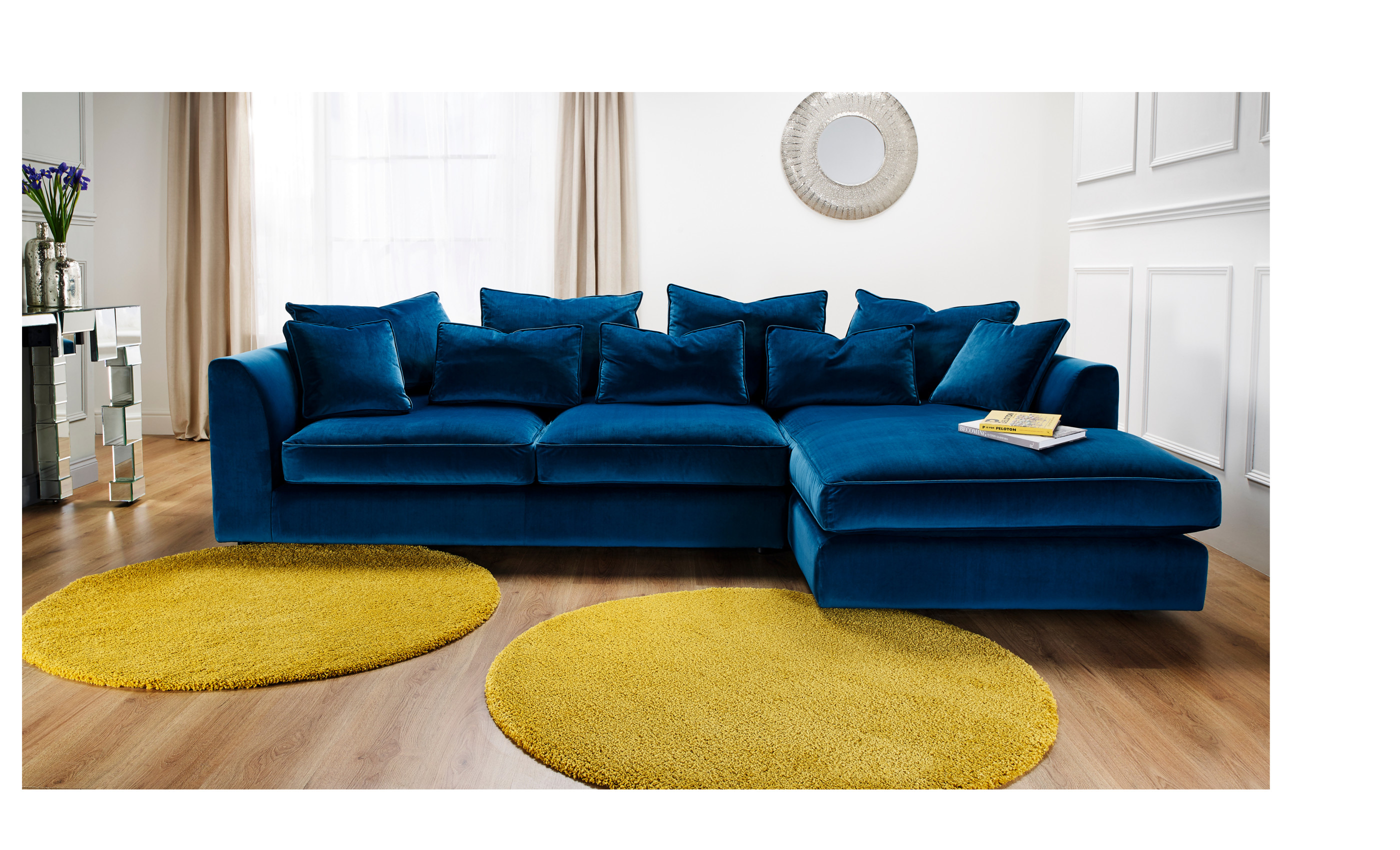 Buy Boss Velvet Fabric Deep Corner Sofa Online in London, UK | Denelli ...