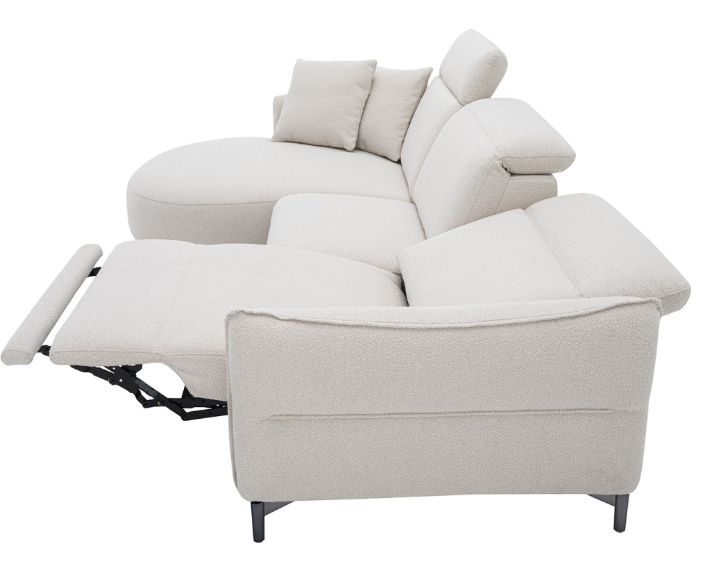 Buy Lozenge Fabric Curved Chaise Corner Sofa with Power Recliner Online ...
