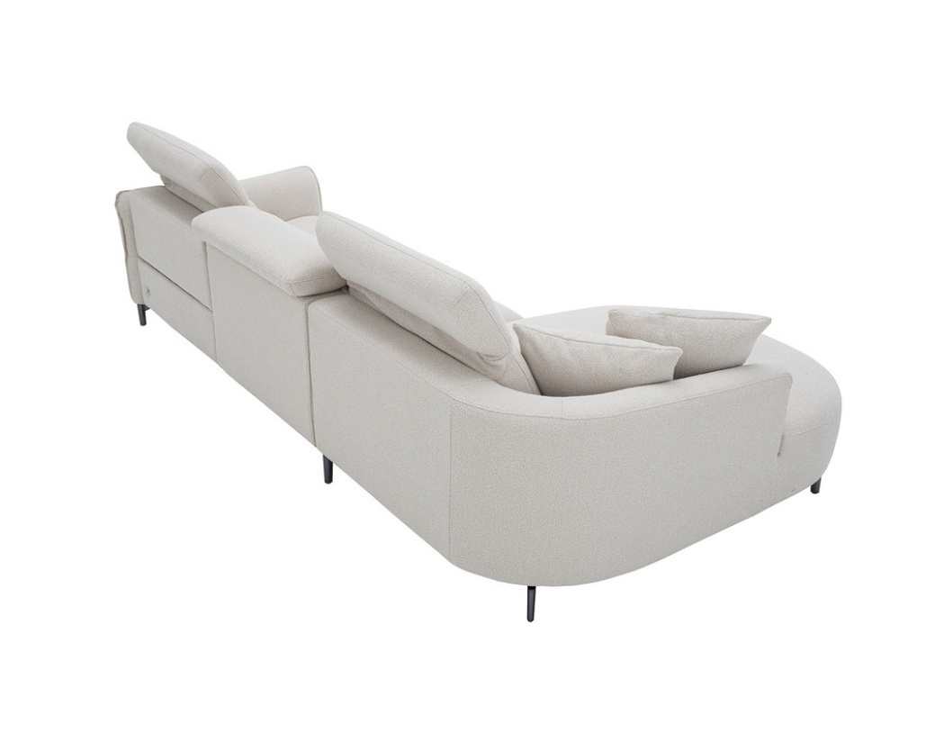 Buy Lozenge Fabric Curved Chaise Corner Sofa with Power Recliner Online ...