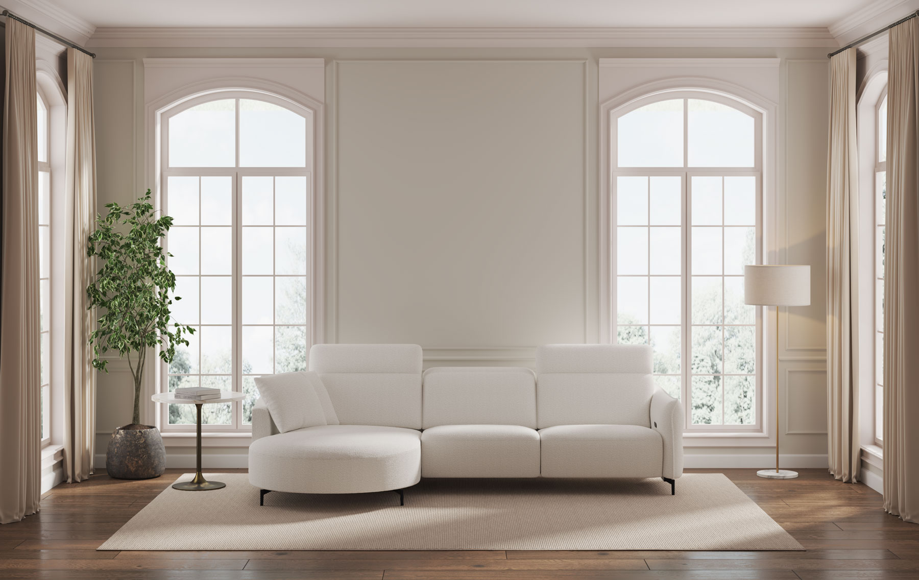 Buy Lozenge Fabric Curved Chaise Corner Sofa with Power Recliner Online ...