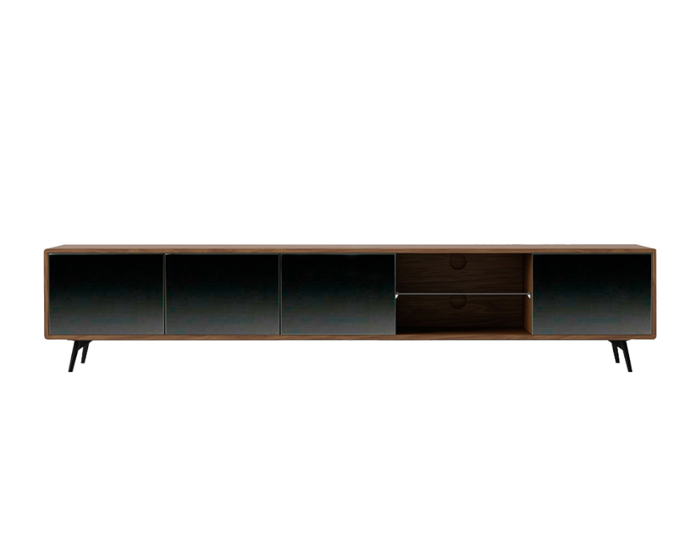 Buy Samuel Walnut TV Unit With Mirrored Black Glass Online in London ...